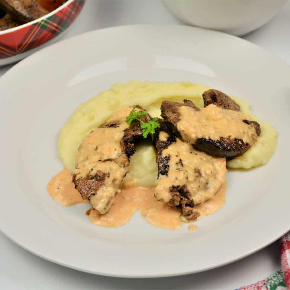 Best Fried Pork Liver Recipe-With Garlic and Mashed Potatoes